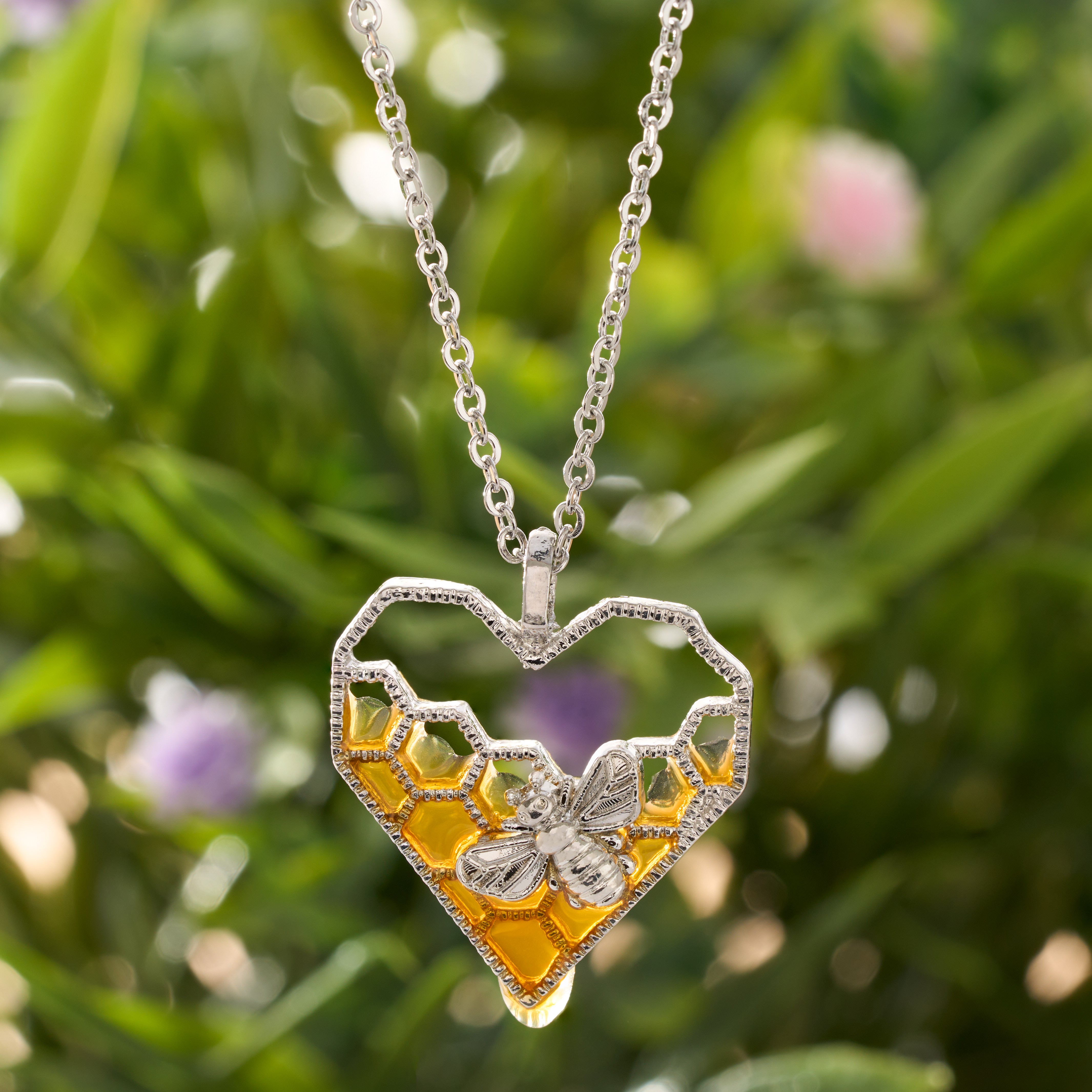 Dripping Honey Heart Silver Bee Necklace Chadds Ford Jewelry