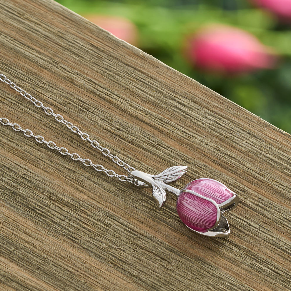 Hand-Painted Pink Tulip Necklace – Chadds Ford Jewelry
