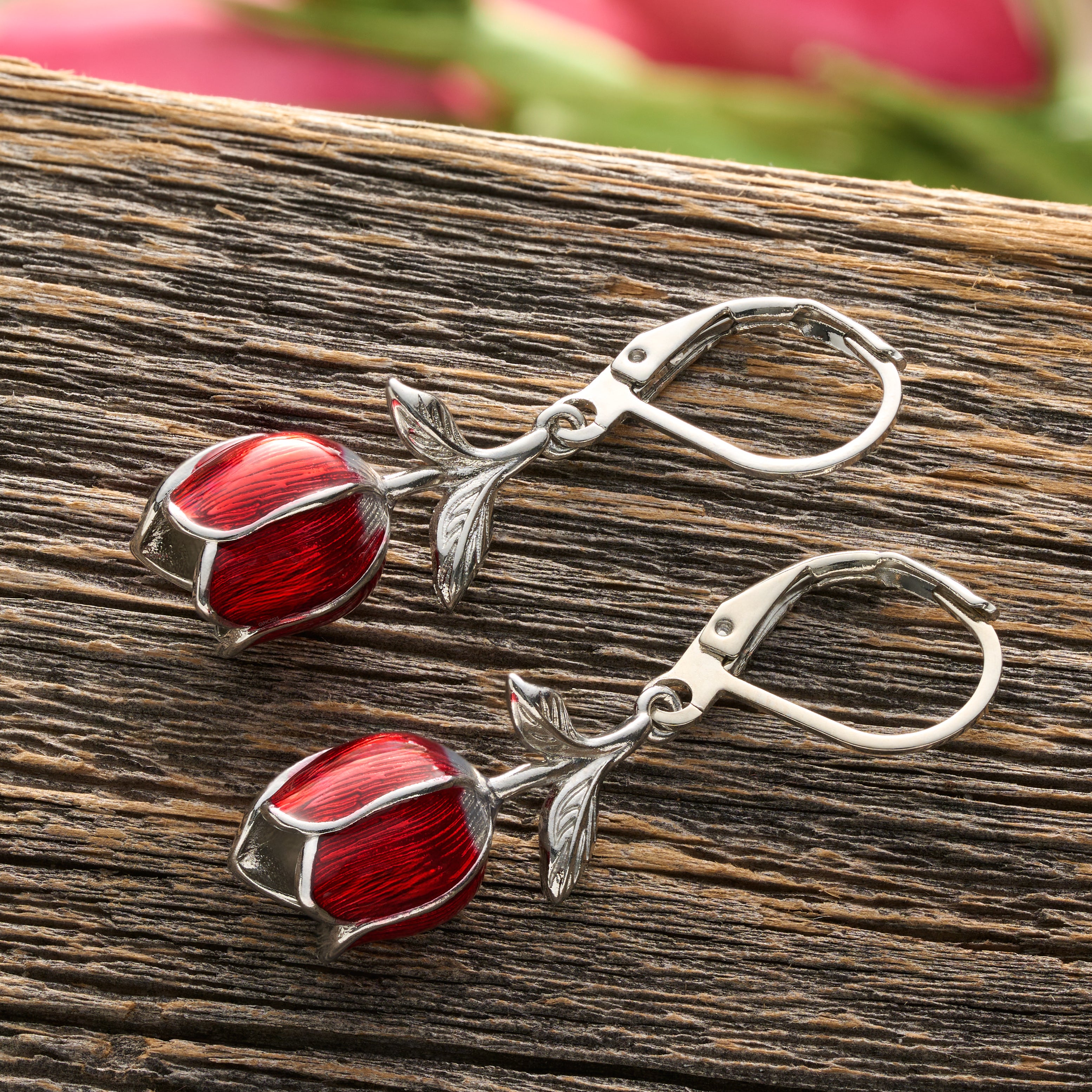 Hand-Painted Red Tulip Leverback Earrings – Chadds Ford Jewelry
