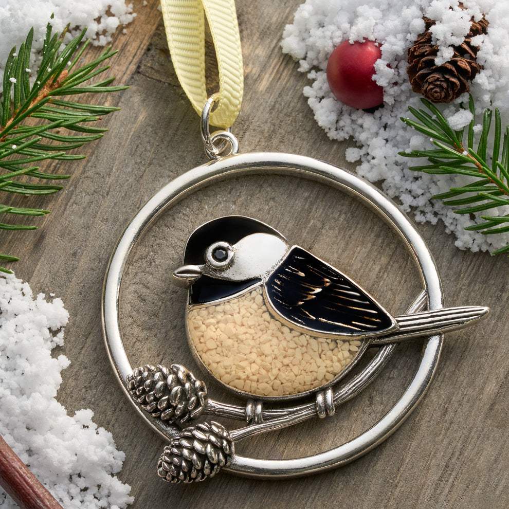 Chickadee Pine Branch Ornament – Chadds Ford Jewelry