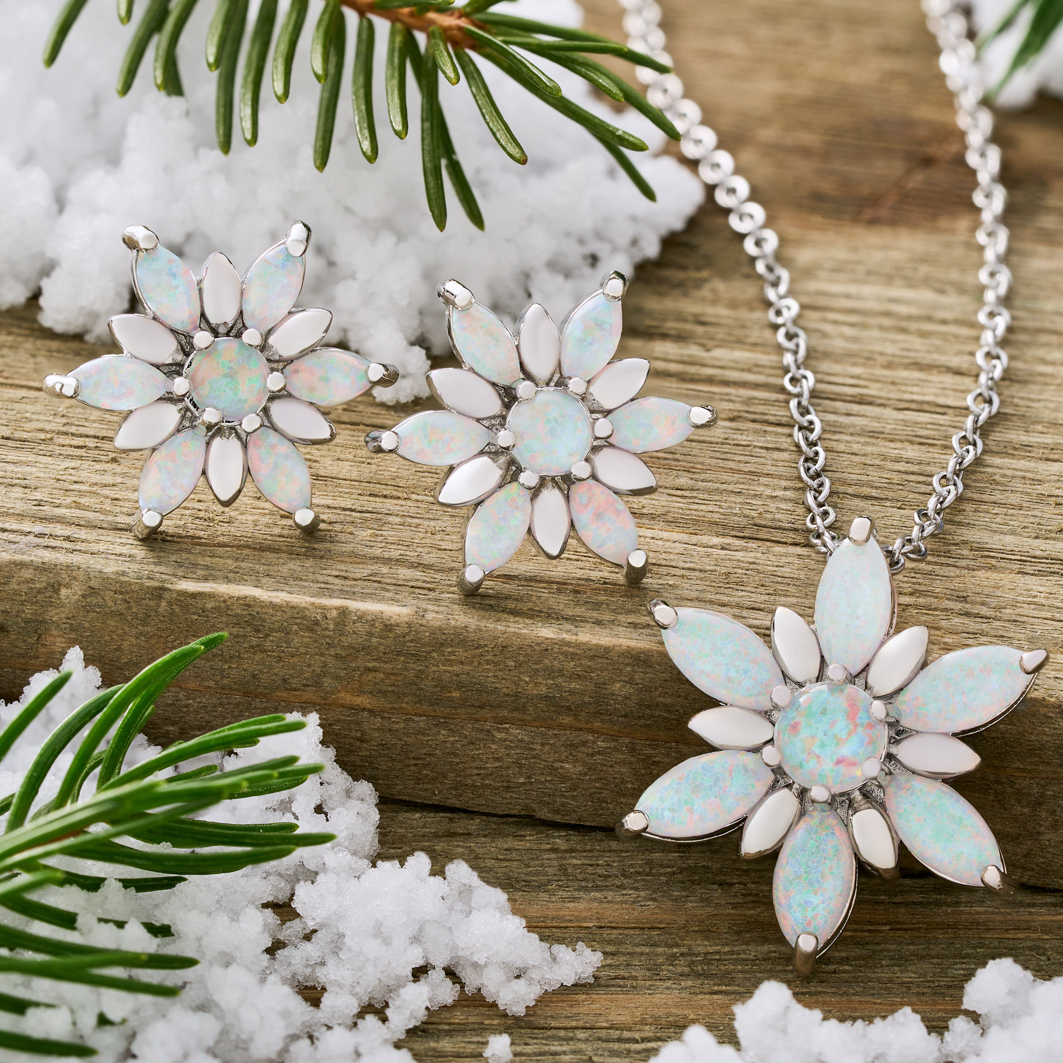 Dainty Opal Snowflake Gift Set with Studs (2025) – Chadds Ford Jewelry